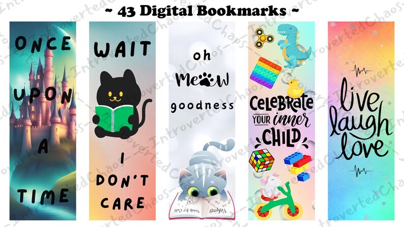 40+ Printable Digital Bookmarks | Pngs | ZIP File - Etsy