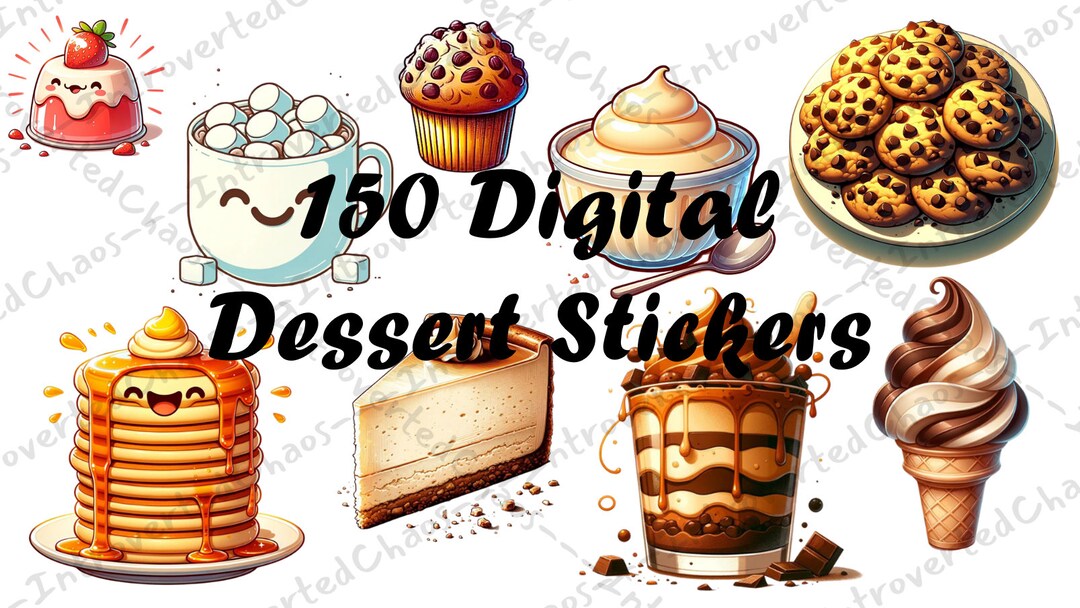 150 Digital Dessert Stickers | Printable Stickers | Individual PNG ...