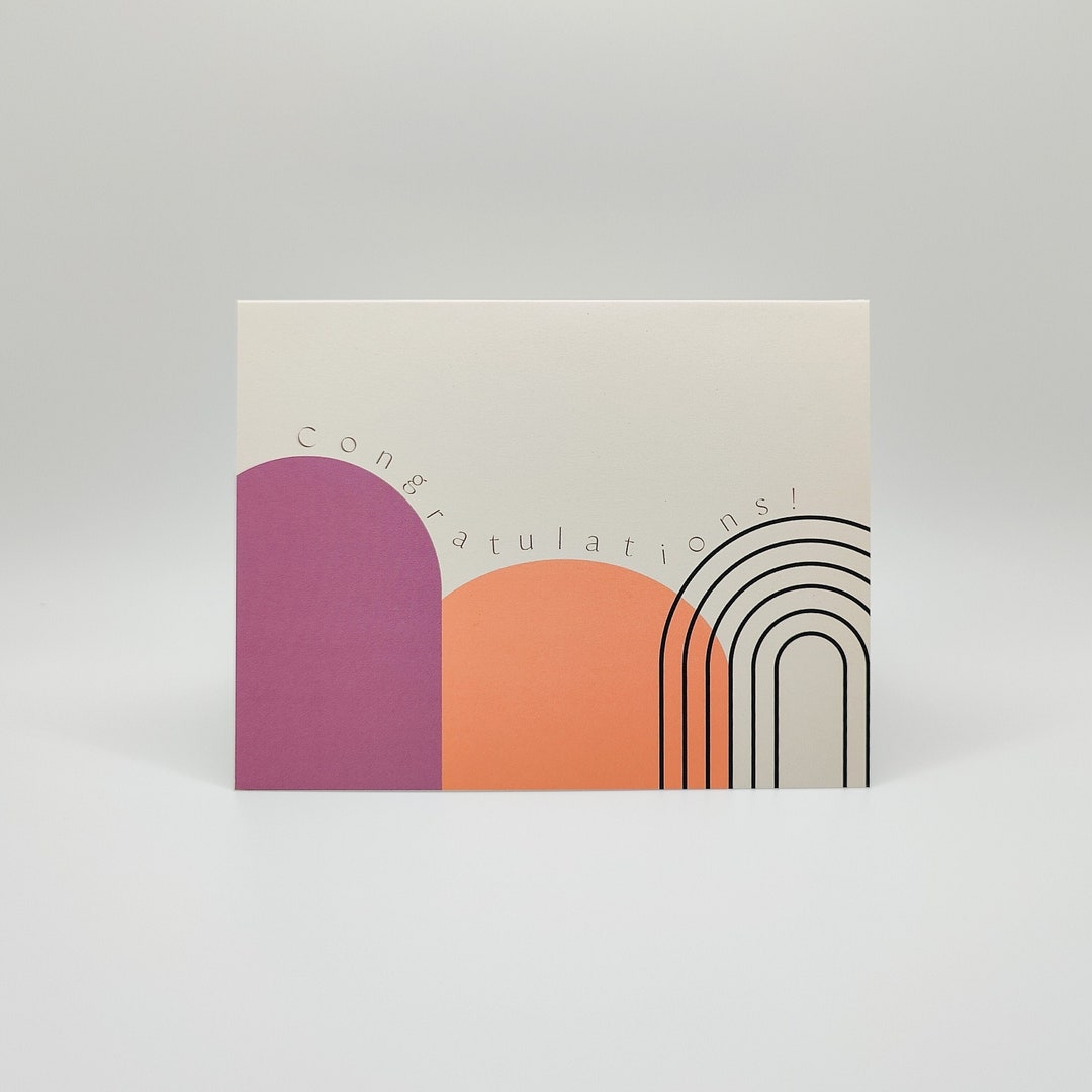 Modern Congratulations Card: Minimalist Orange & Purple Design - Etsy