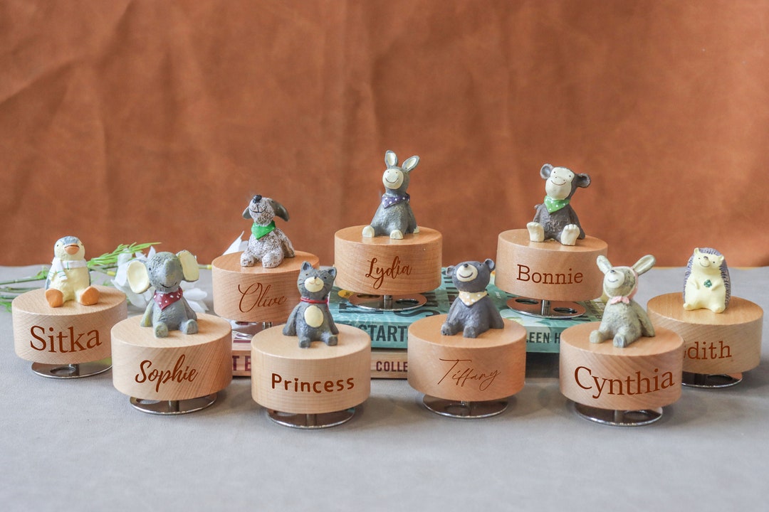 Personalized Animal Music Box, Custom Engraved Wood Music Box, Kids ...