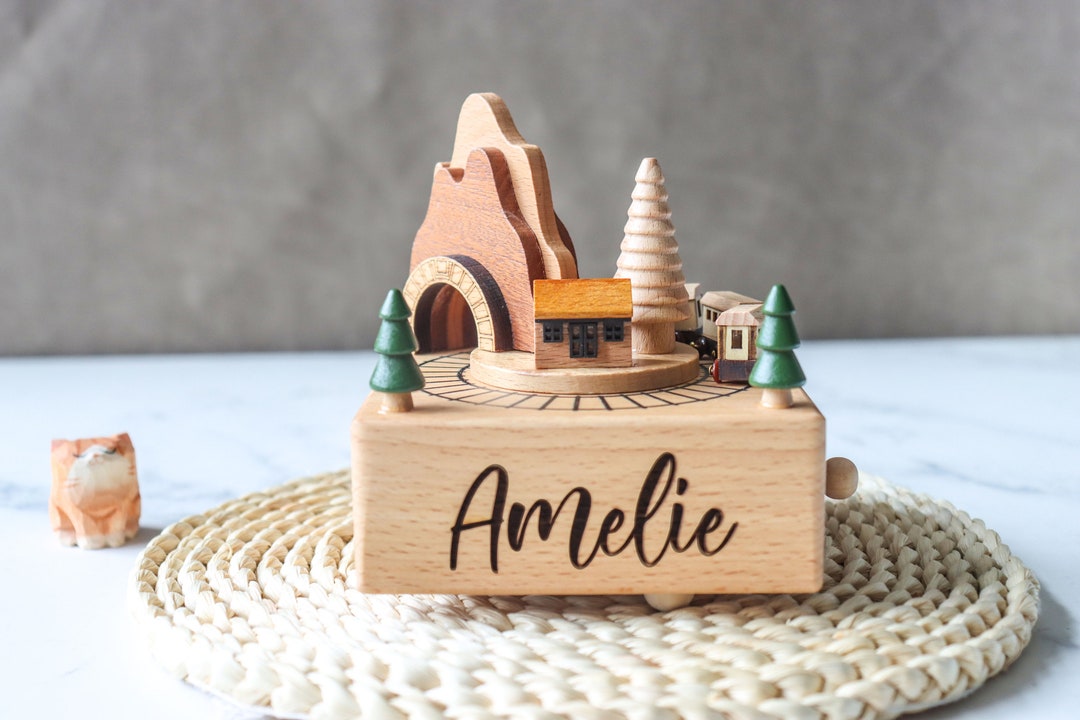 Cave Train Music Box - Personalized Handmade Wooden Music Box, Retro ...