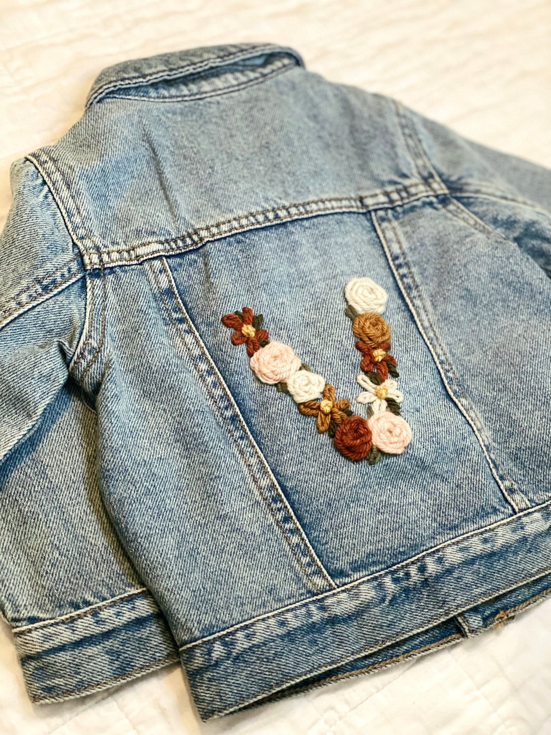 Hand Embroidered Denim Jacket - Etsy