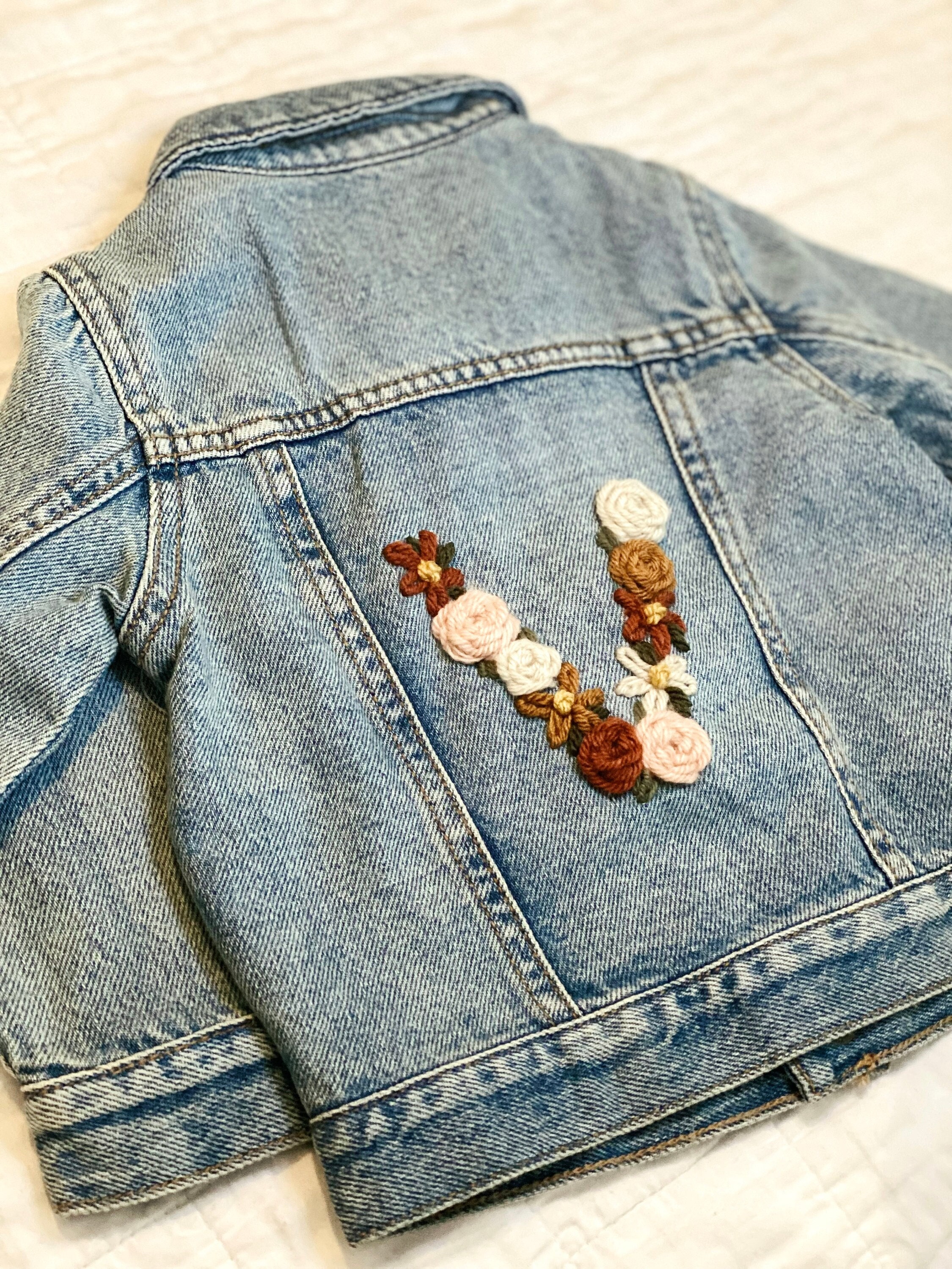 Hand Embroidered Denim Jacket - Etsy