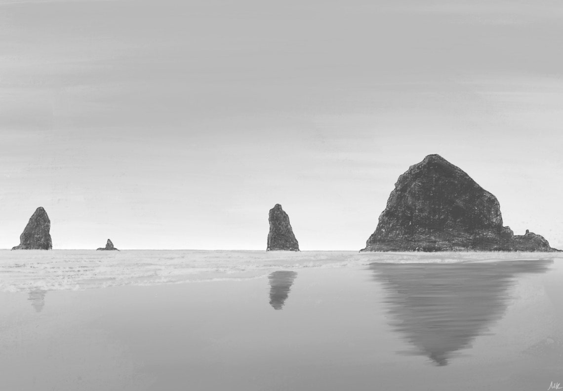 Cannon Beach Drawing - Etsy
