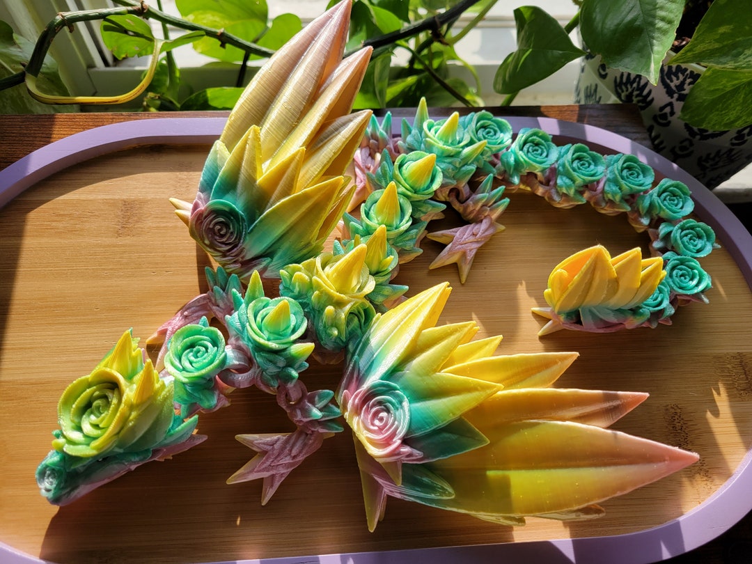 Rosewing Dragon / Cinderwing3d / Rainbow Dragon / Rose Dragon - Etsy