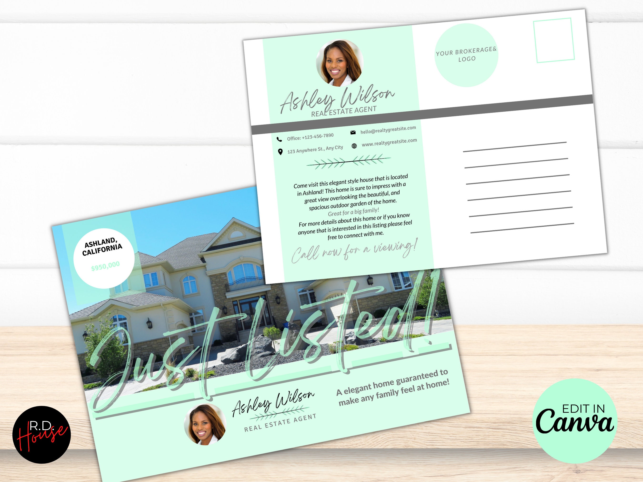 Editable Just Listed Real Estate Postcard Template - Etsy