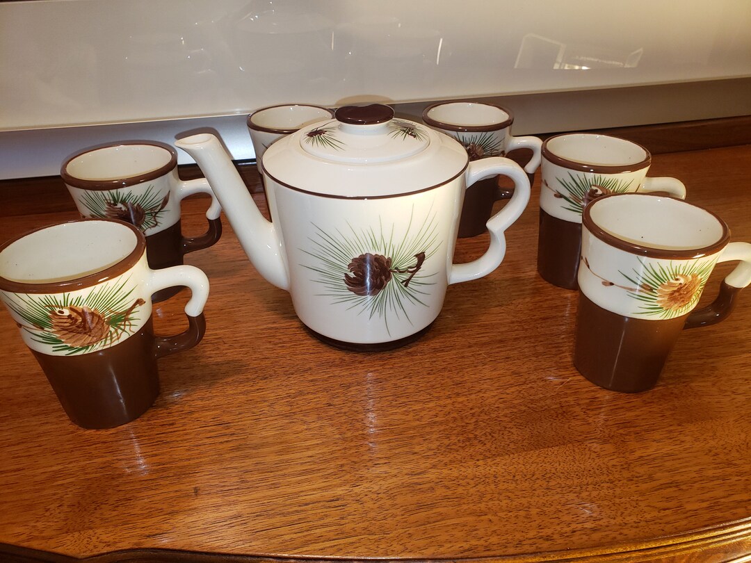 Handmade Art Pottery Pinecone Tea Set - Etsy