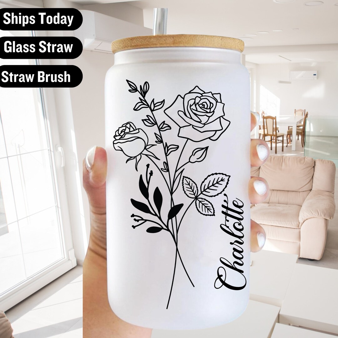 To Go Iced Coffee Cup,birth Flower Cup With Name,iced Coffee Cup,iced ...