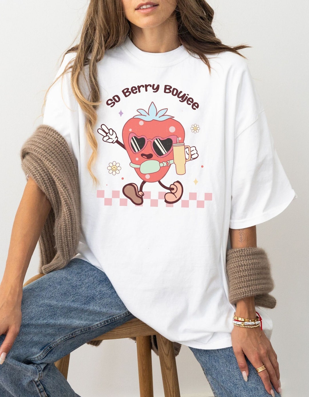 Strawberry Graphic Tee 100% Cotton - Etsy