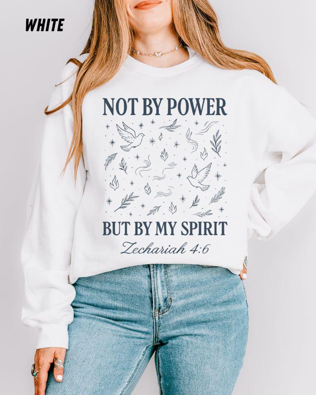 Holy Spirit Zechariah 4:6 Christian Crewneck Sweatshirt, Faith Based ...