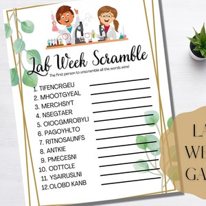 Lab Week Game | Lab Week Scramble | Lab Week Printable | Lab Week Gifts ...