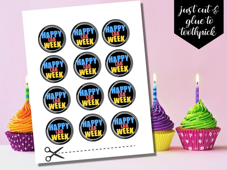 Printable Lab Week Cupcake Toppers | Happy Lab Week | Instant Download ...