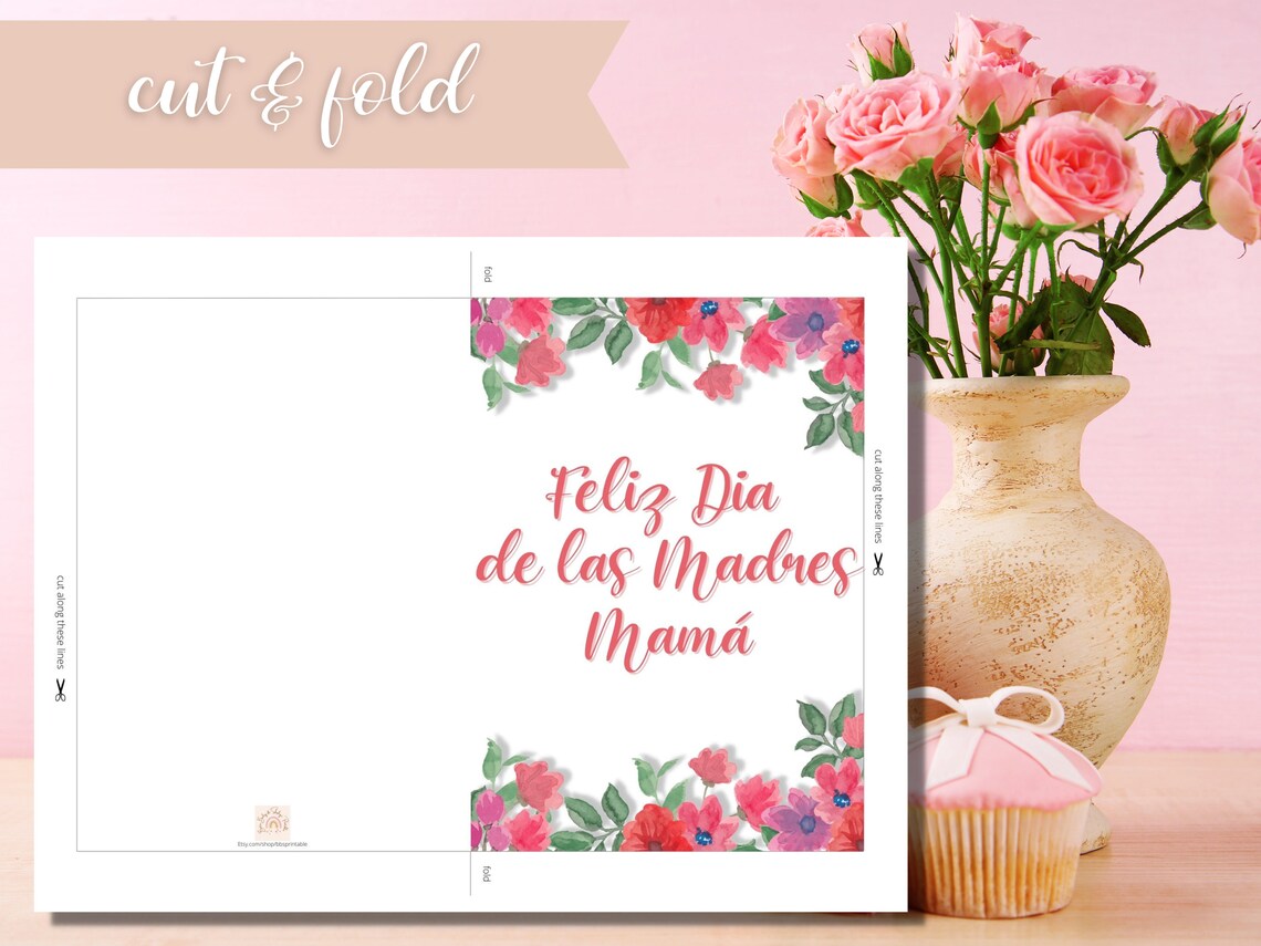 Dia De Las Madres Printable Card Spanish Mother's Day Card 5x7 in PDF ...