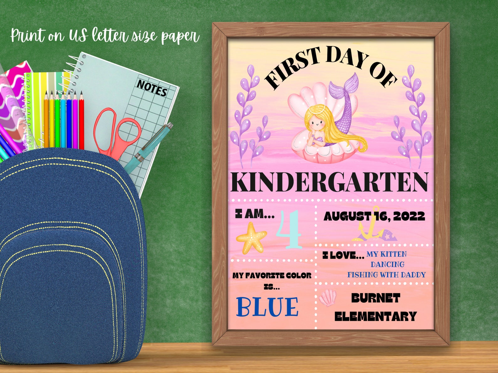 Editable Mermaid First Day of School Sign | Reusable Back to School ...