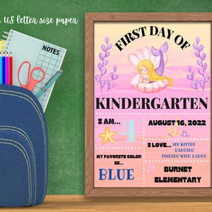 Editable Mermaid First Day of School Sign | Reusable Back to School ...