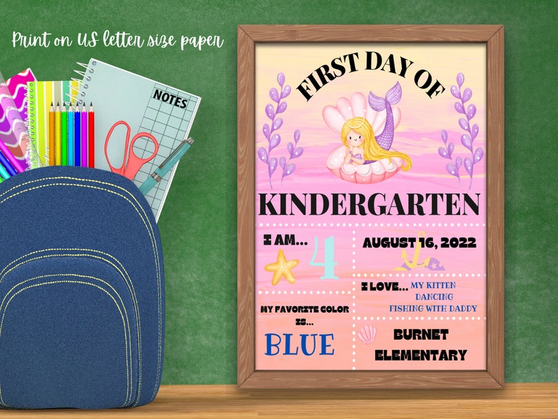 Editable Mermaid First Day of School Sign | Reusable Back to School ...