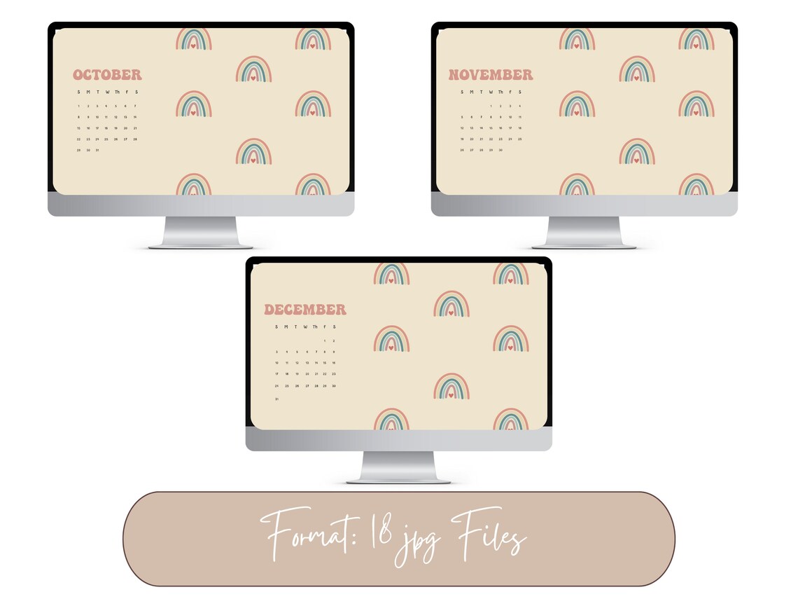 Desktop Wallpaper Calendar July 2022-dec 2023 Boho Desktop - Etsy