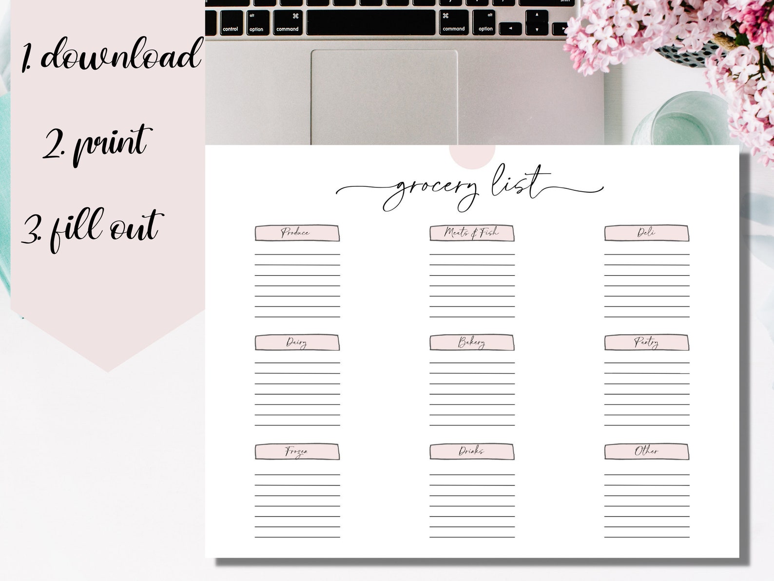 Weekly Meal Planner & Grocery List | Printable | Digital Download | PDF ...