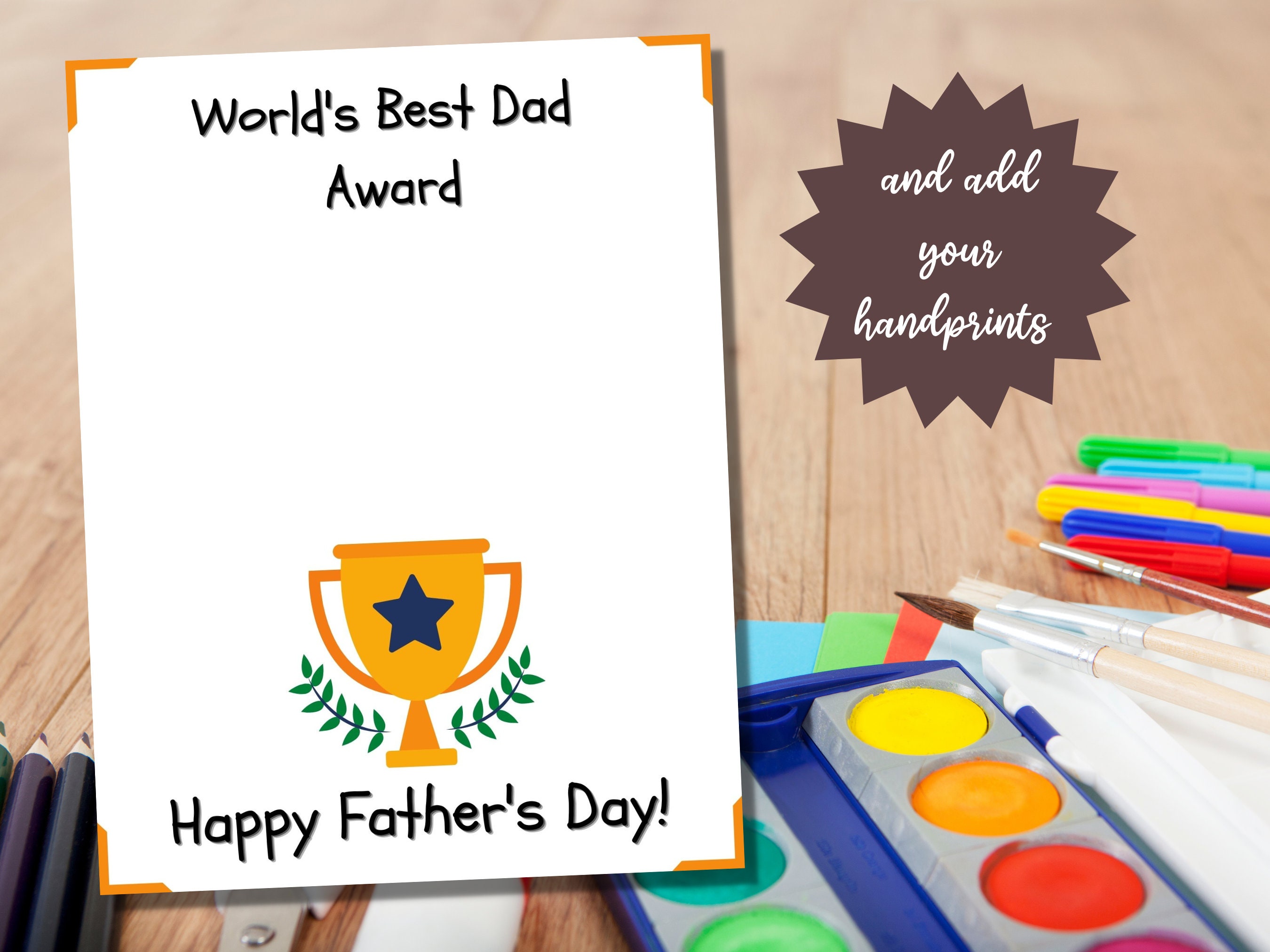 Father's Day Handprint Art Printable Father's Day Handprint Craft World ...