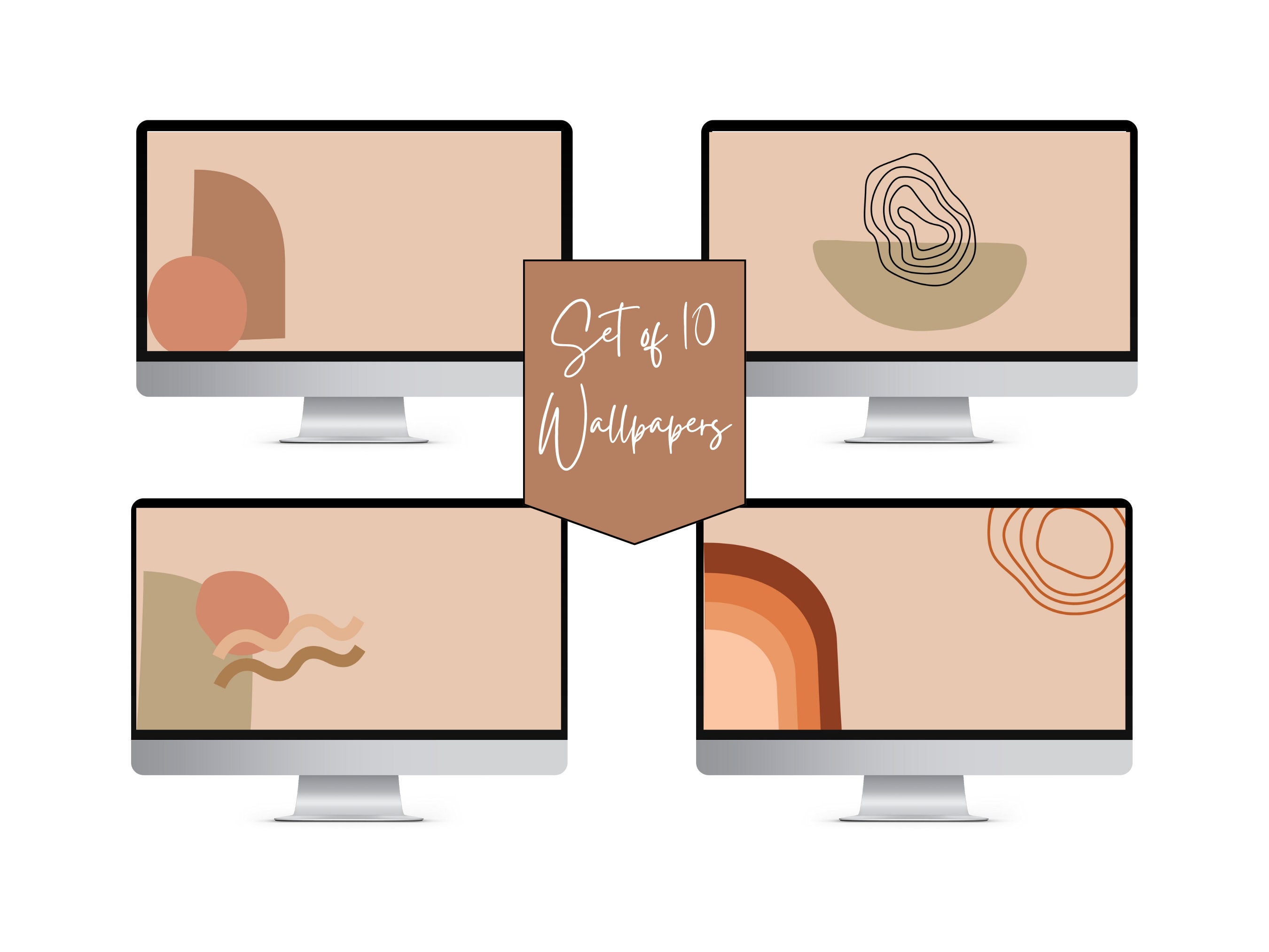 Boho Desktop Wallpaper | Set of 10 | Minimalist Laptop Wallpaper ...