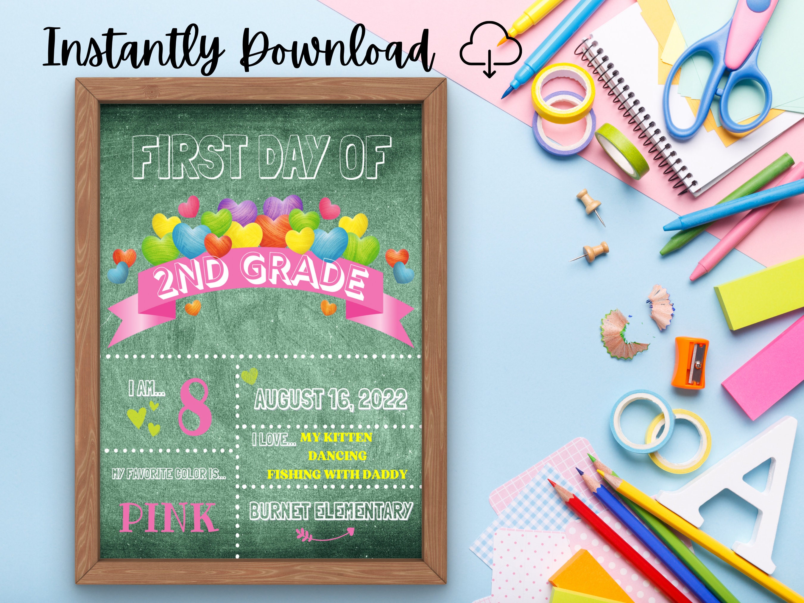 Editable First Day of School Sign | Reusable Back to School Poster ...