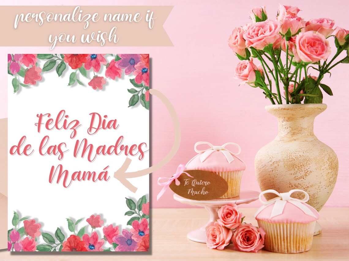 Dia De Las Madres Printable Card Spanish Mother's Day Card 5x7 in PDF ...