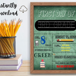 Editable Chalkboard First Day of School Sign | Reusable Poster ...