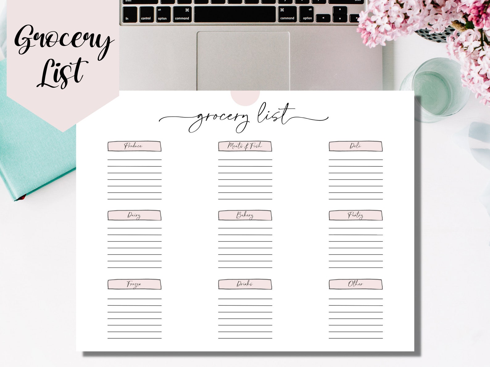 Weekly Meal Planner & Grocery List | Printable | Digital Download | PDF ...