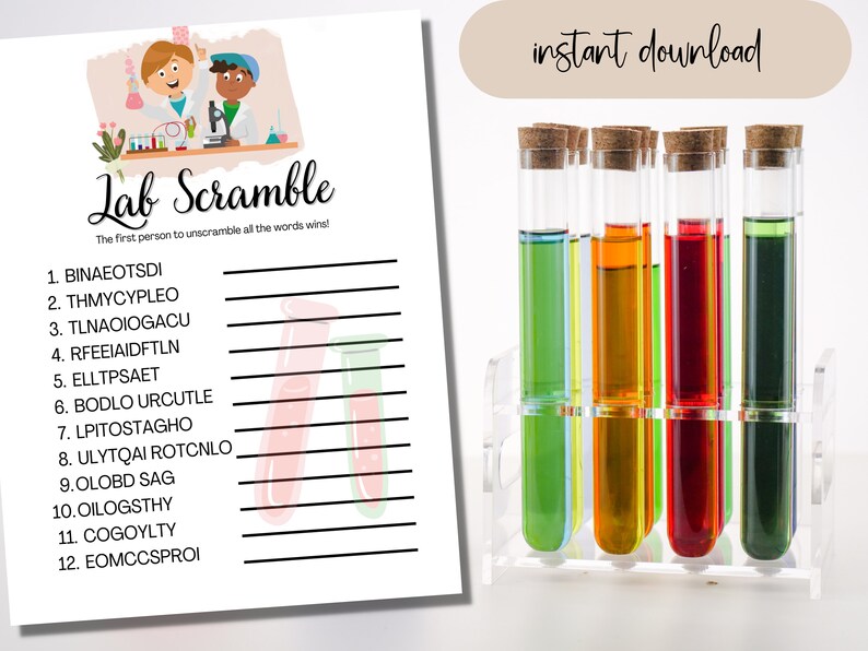Lab Game Lab Scramble Lab Game Printable Lab Gifts Instant Download ...