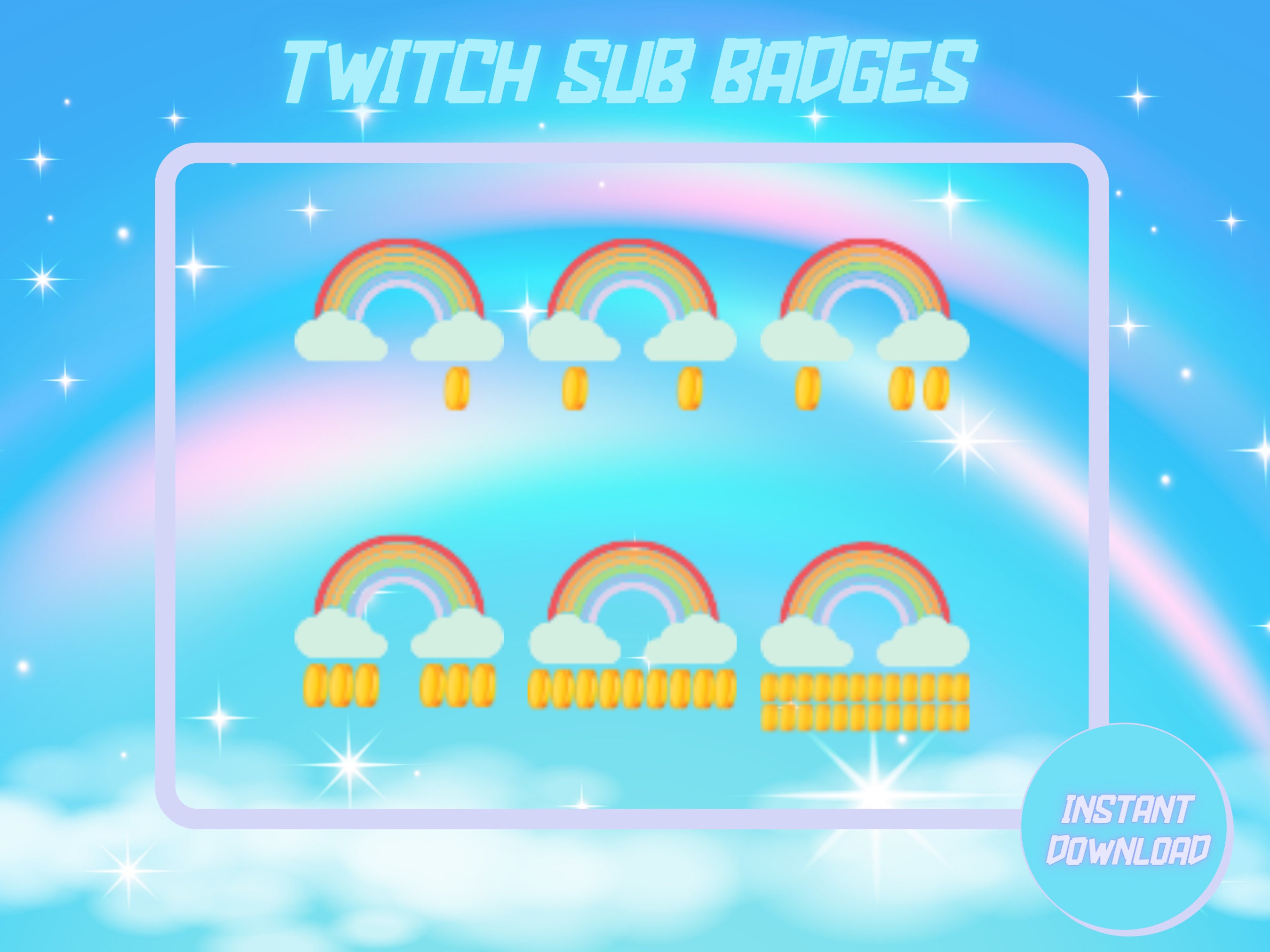 Sub Badges Rainbow and Gold | Twitch Sub Badges | Twitch Bit Badges ...