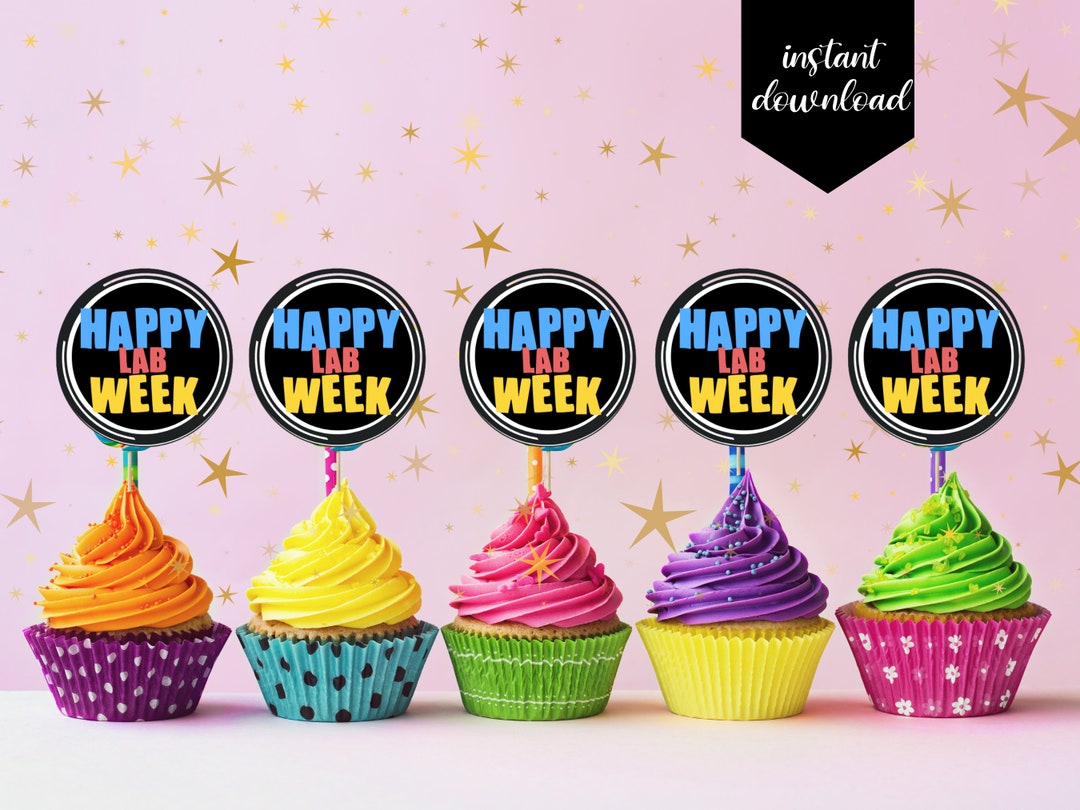 Printable Lab Week Cupcake Toppers | Happy Lab Week | Instant Download ...