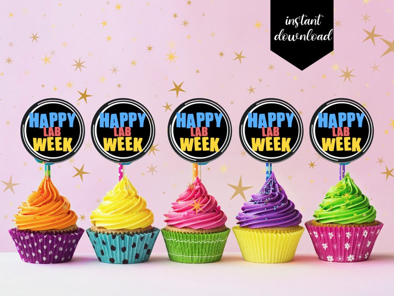 Printable Lab Week Cupcake Toppers | Happy Lab Week | Instant Download ...