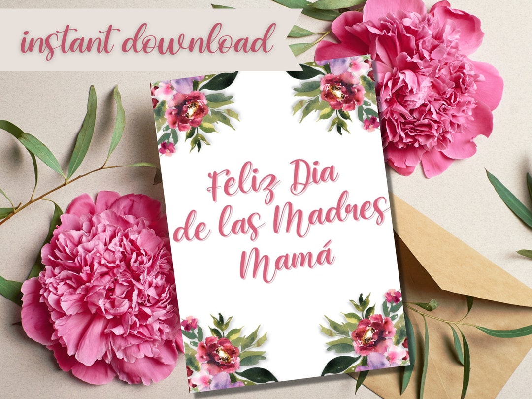 Dia De Las Madres | Printable Card | Spanish Mother's Day Card | PDF ...