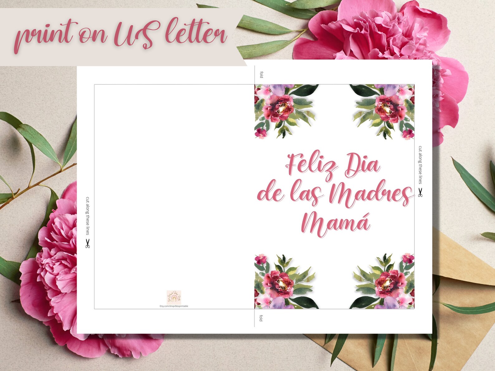 Dia De Las Madres | Printable Card | Spanish Mother's Day Card | PDF ...