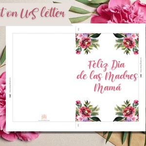 Dia De Las Madres | Printable Card | Spanish Mother's Day Card | PDF ...