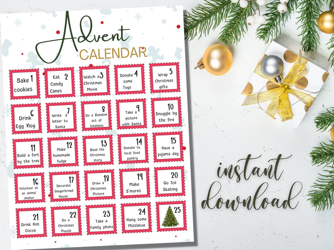 Advent Calendar | Advent Calendar Printable | Instant Download ...