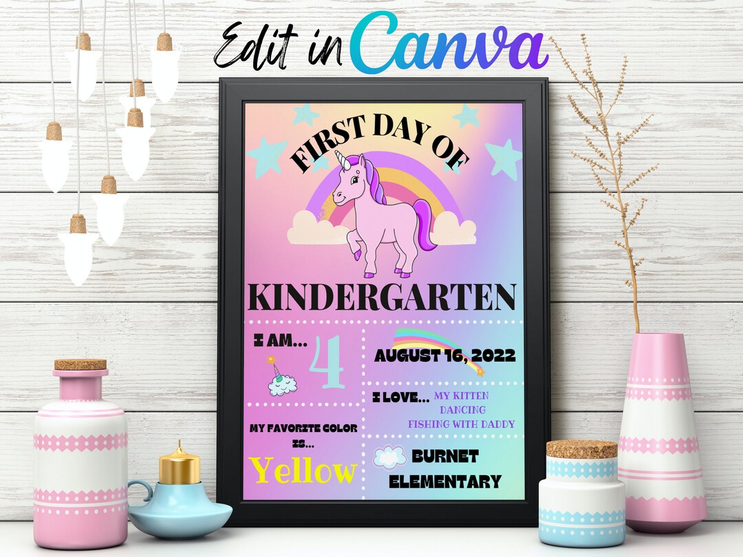 Editable Unicorn First Day of School Sign | Reusable Back to School ...
