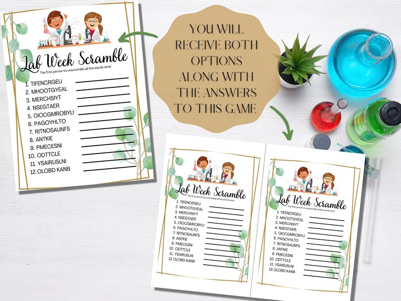 Lab Week Game | Lab Week Scramble | Lab Week Printable | Lab Week Gifts ...