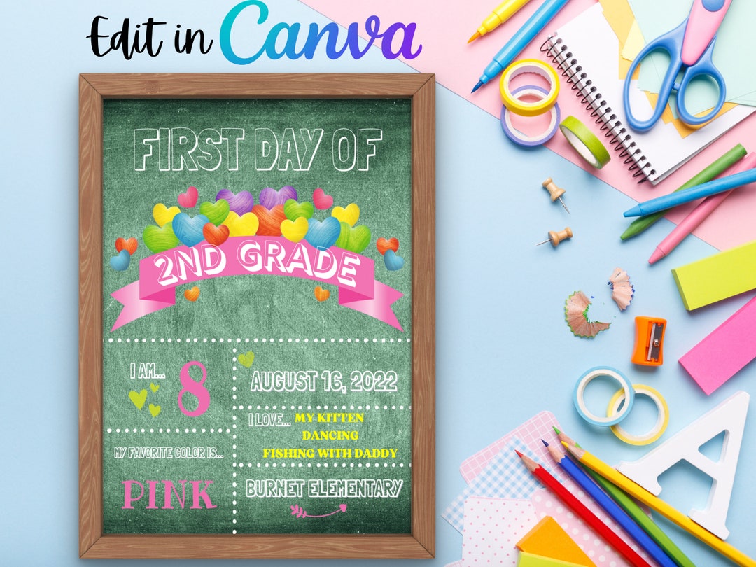 Editable First Day of School Sign | Reusable Back to School Poster ...