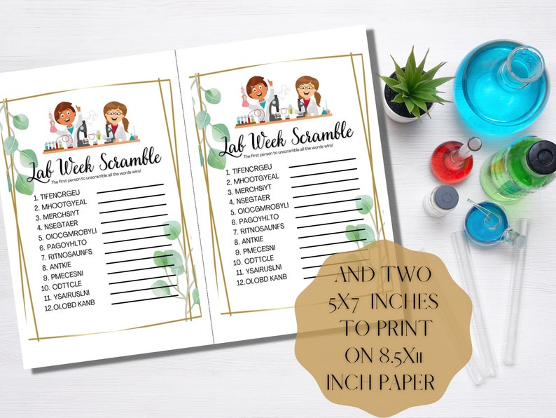 Lab Week Game | Lab Week Scramble | Lab Week Printable | Lab Week Gifts ...