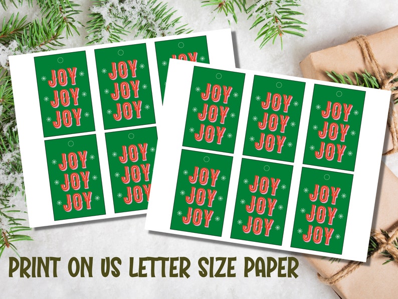 Christmas Gift Tags Printable Joy Christmas Gift Tags - Etsy