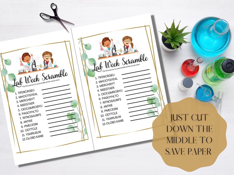 Lab Week Game | Lab Week Scramble | Lab Week Printable | Lab Week Gifts ...
