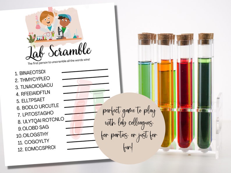 Lab Game | Lab Scramble | Lab Game Printable | Lab Gifts | Instant ...