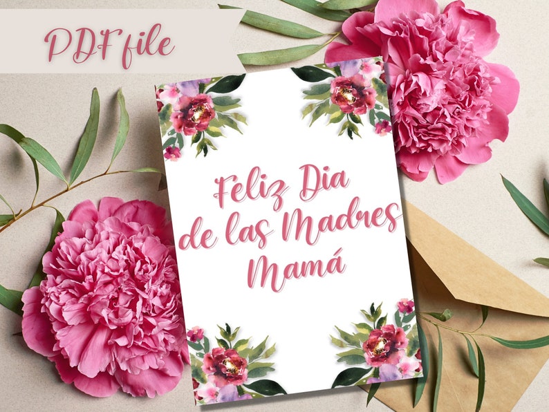 Dia De Las Madres | Printable Card | Spanish Mother's Day Card | PDF ...