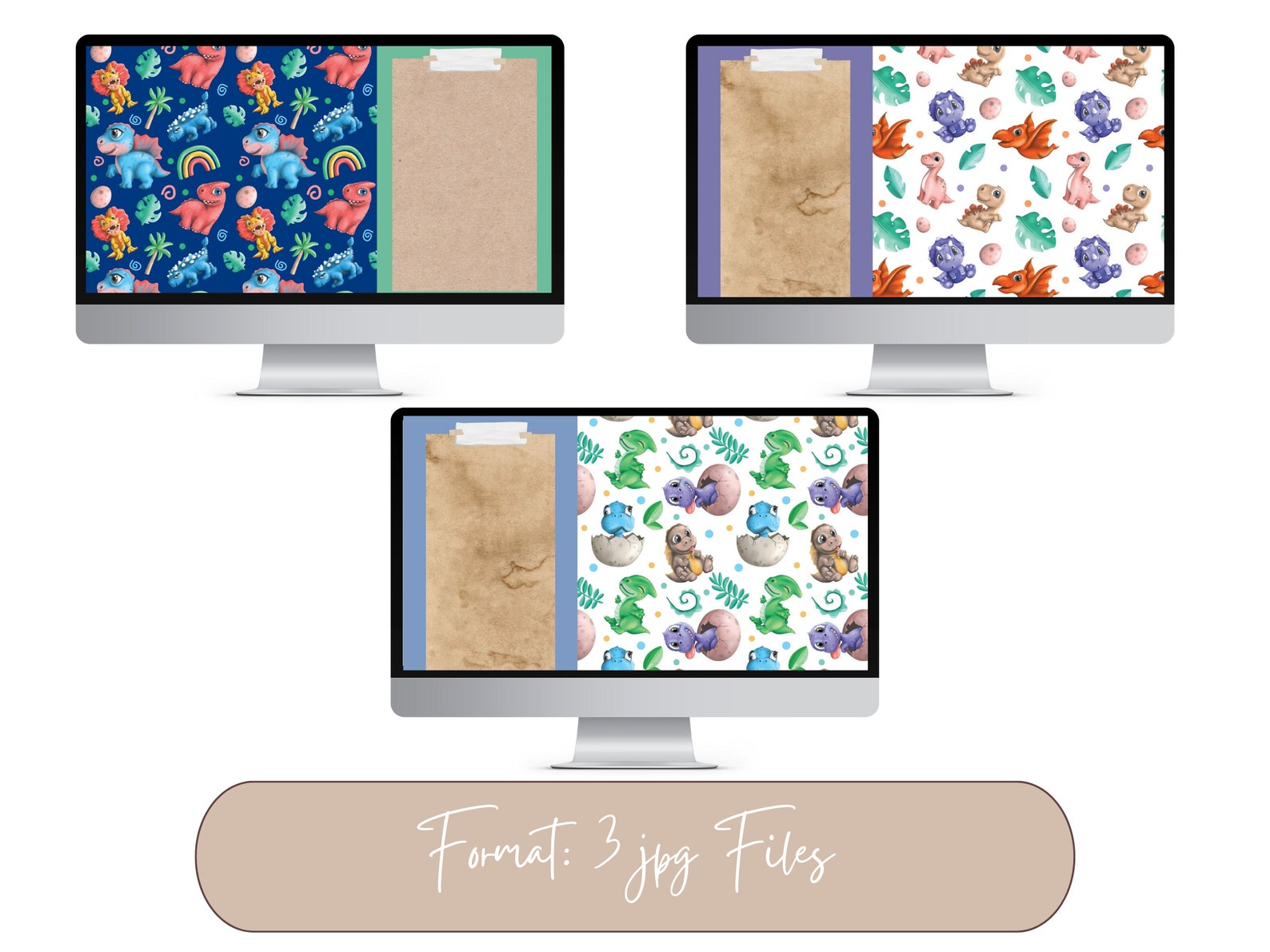 Desktop Wallpaper | Set of 3 | Dinosaur Desktop Organizer | MacBook ...