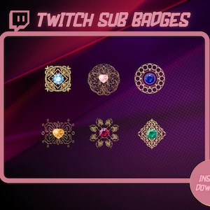 Twitch Sub Badges | Bit Badges | Badges for Streamers | Jewel Badges ...
