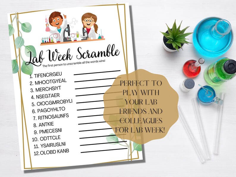 Lab Week Game Lab Week Scramble Lab Week Printable Lab | Etsy