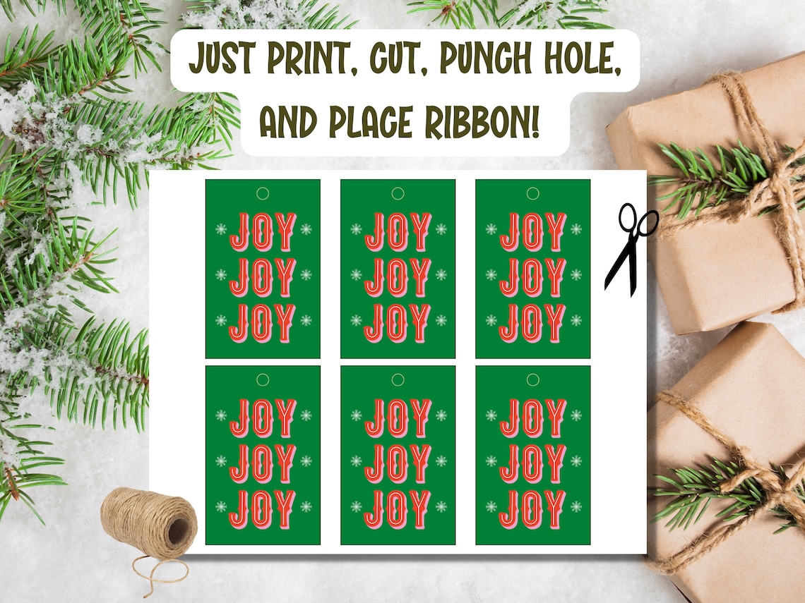 Christmas Gift Tags Printable Joy Christmas Gift Tags - Etsy