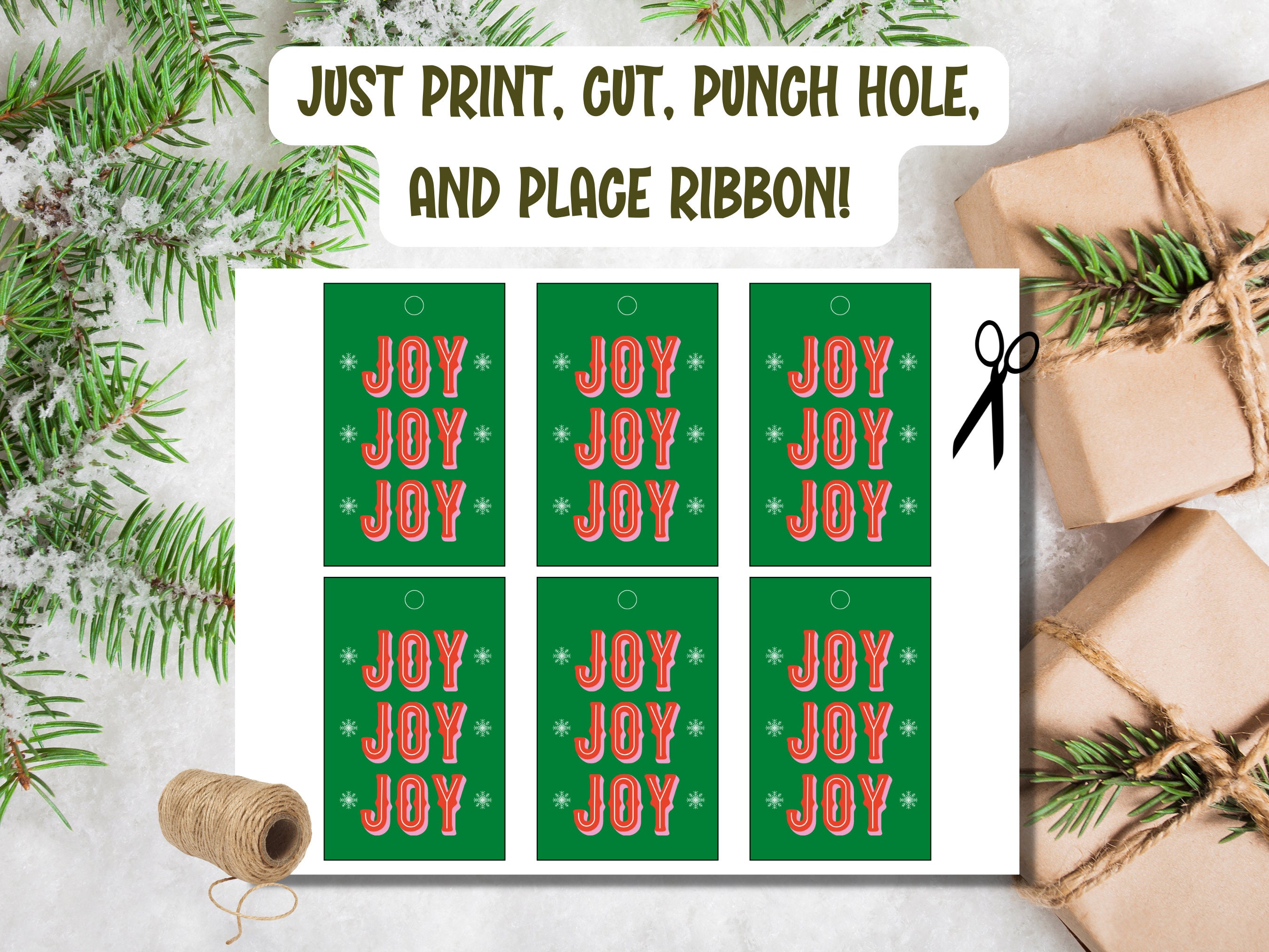 Christmas Gift Tags Printable Joy Christmas Gift Tags - Etsy