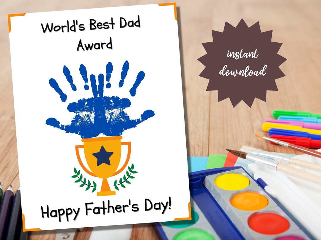 Father's Day Handprint Art Printable | Father's Day Handprint Craft ...